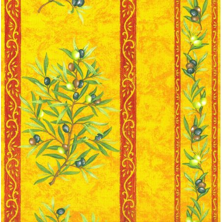 Tissu provençal motif Olives Le clos des Oliviers rayures